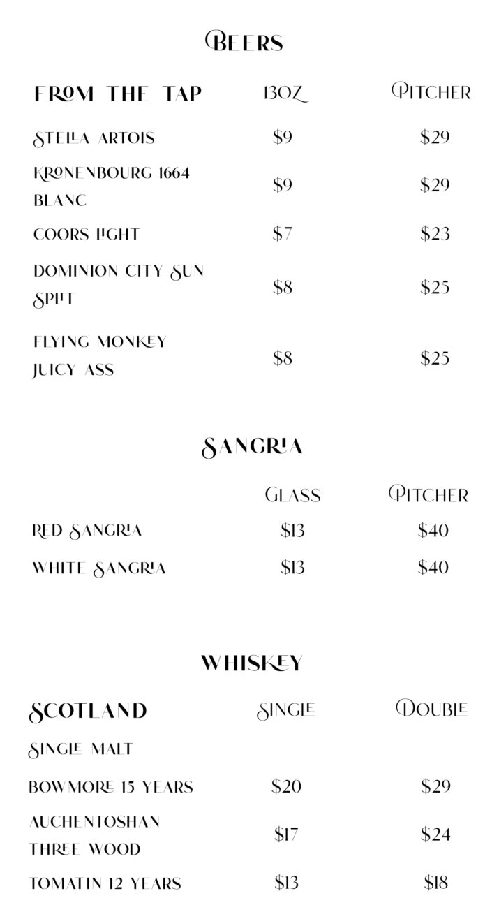 Drink Menu - Lavender Grill, Heaven to the food lovers.